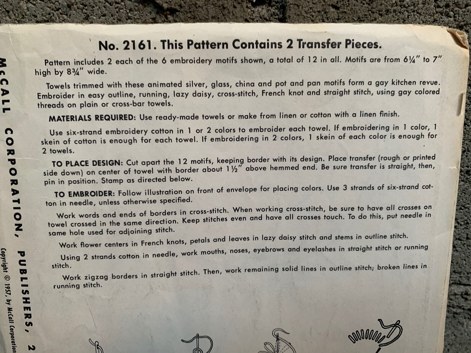50s Mccall's 2161 Transfer Pattern Embroidery Designs for - Etsy