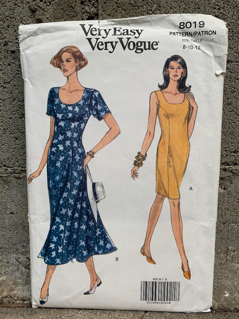 80s Vogue 8019 Pattern Misses' Fitted Dress // Size | Etsy