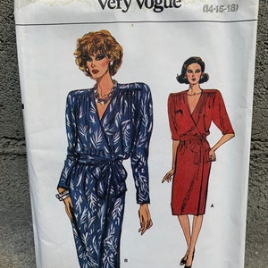 80s Vogue 9775 Pattern Very Easy Vogue Misses' Wrap Dress // Size 14-16 ...