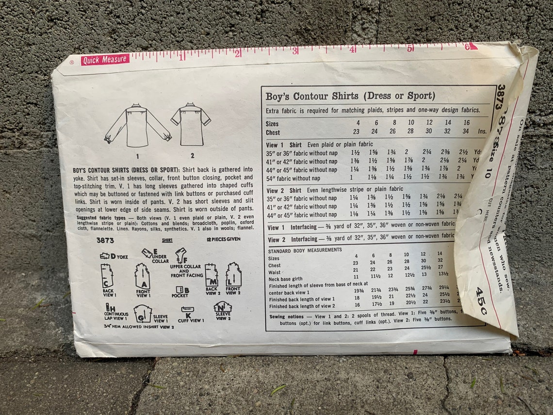 50s Simplicity 3873 Pattern Boy's Contour Shirts dress or - Etsy