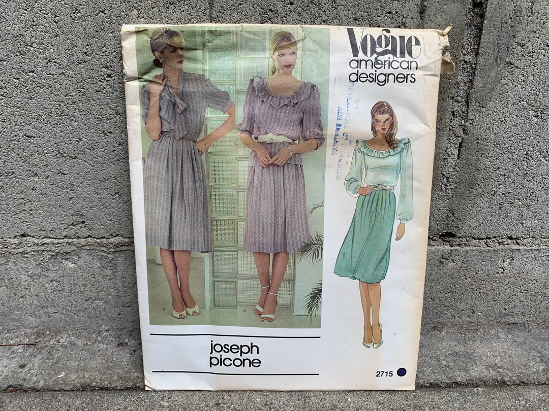 80s Vogue 2715 Pattern American Designer Joseph Picone Misses' Blouse ...