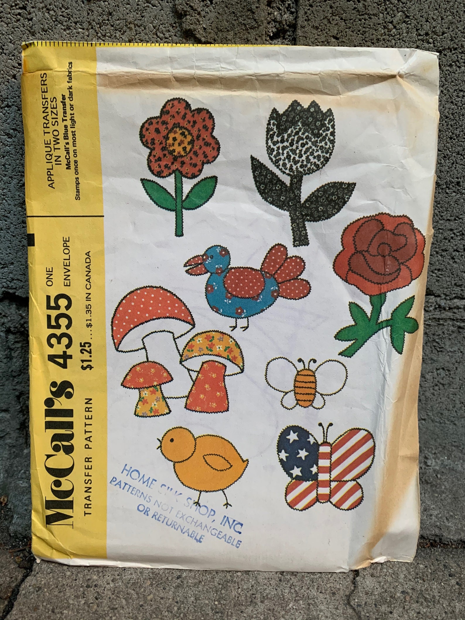 70s Mccall's 4355 Transfer Pattern Applique Transfers in Two Sizes ...