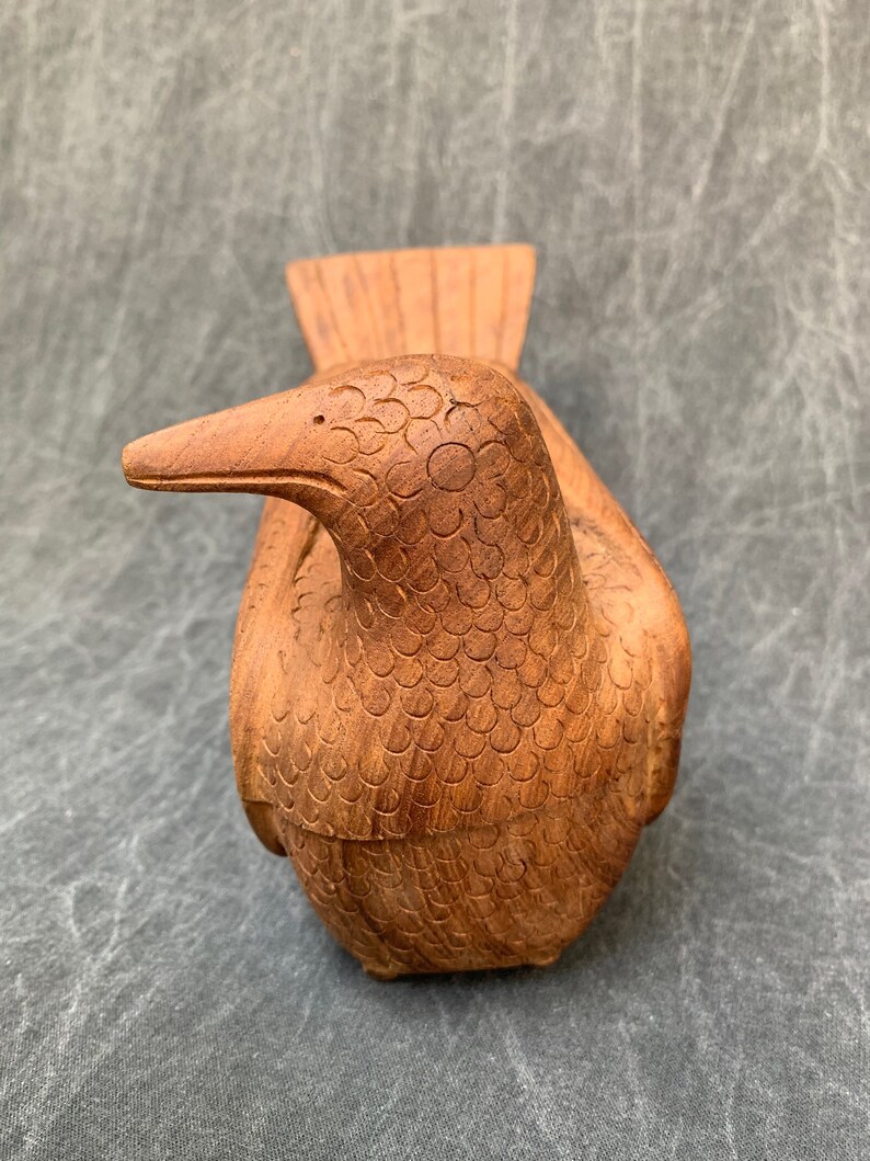 70s Stash Box Hand Carved Wooden Bird Folk Art Jewelry | Etsy