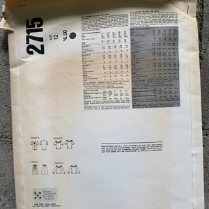 80s Vogue 2715 Pattern American Designer Joseph Picone Misses' Blouse ...