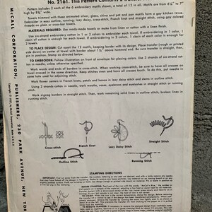 50s Mccall's 2161 Transfer Pattern Embroidery Designs for - Etsy