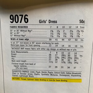 60s Mccall's 9076 Pattern Girls' Dress or Jumper // Girls Size 12 ...