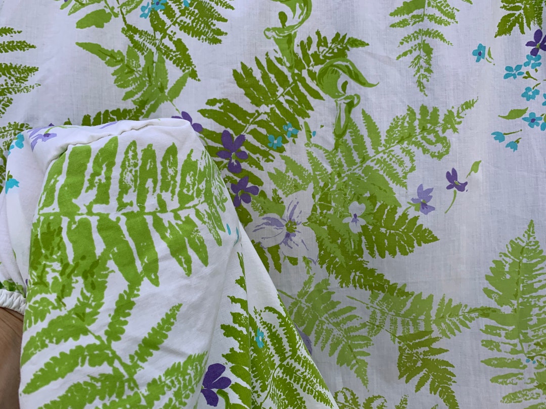 Vintage Stevens Utica fern Sheet KING Size FITTED Sheet by JP Stevens ...