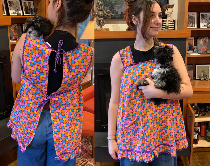 60s Design House Smock Open Back Apron, Artist's Smock or Retro Apron ...