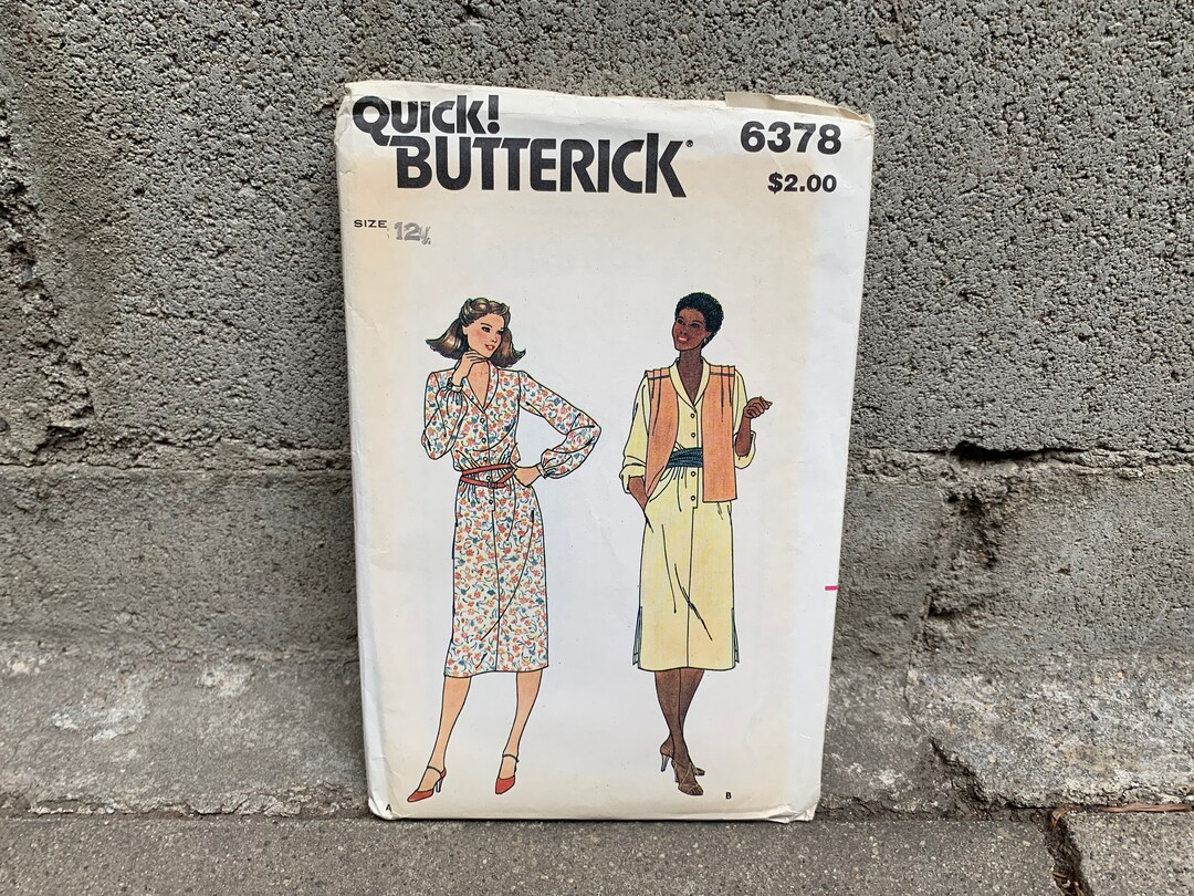 70s Butterick 6378 Pattern Misses’ Dress & Vest // Size 12 Bust 34 ...