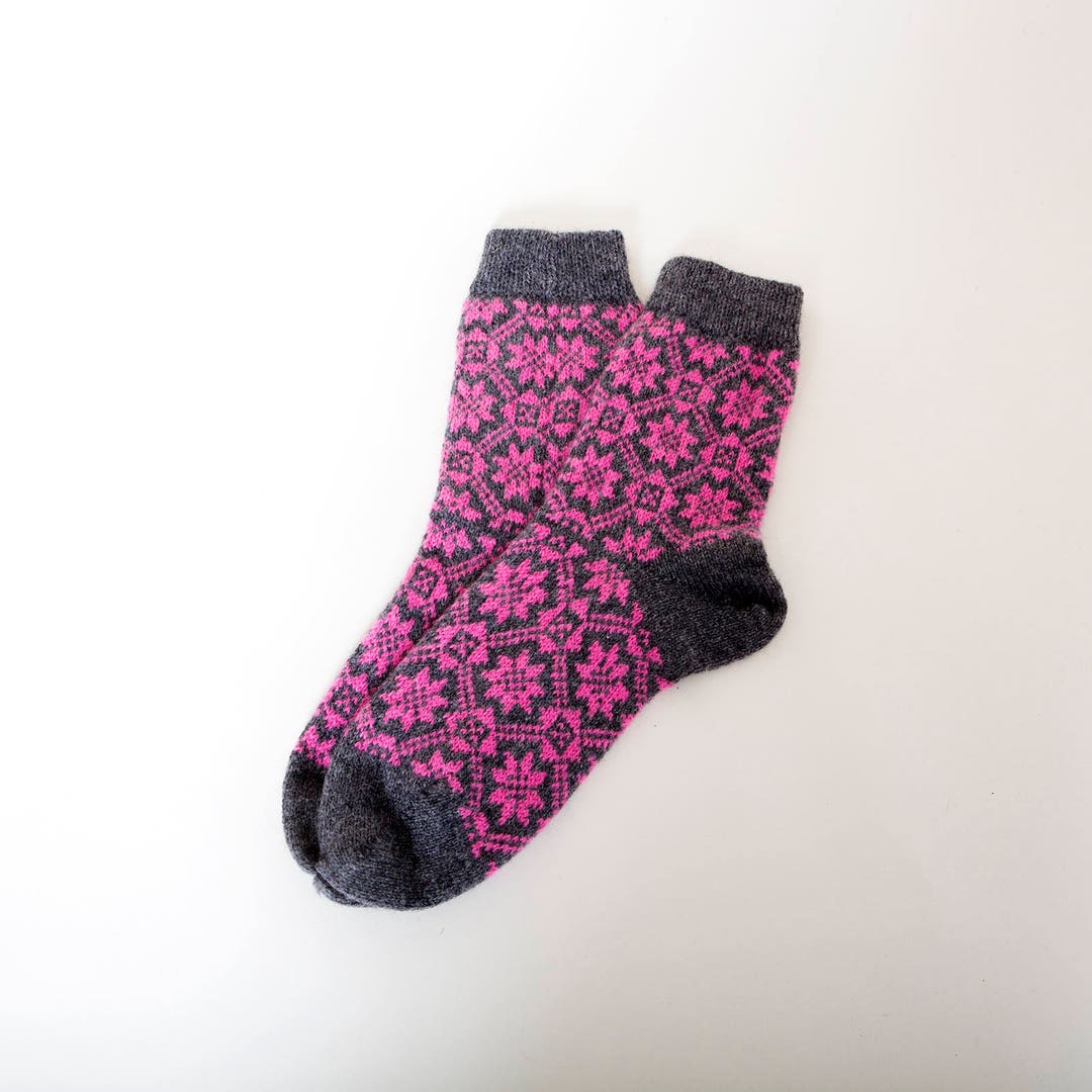Socks Women, Cosy Wool Socks, Pink Gray Socks, HYGGE Danish Socks ...