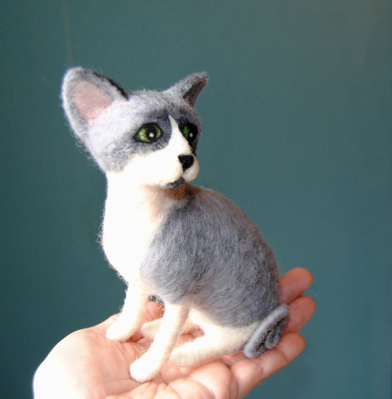 Needle Felted Cat Custom Made Pet Sculpture Handmade Animal | Etsy