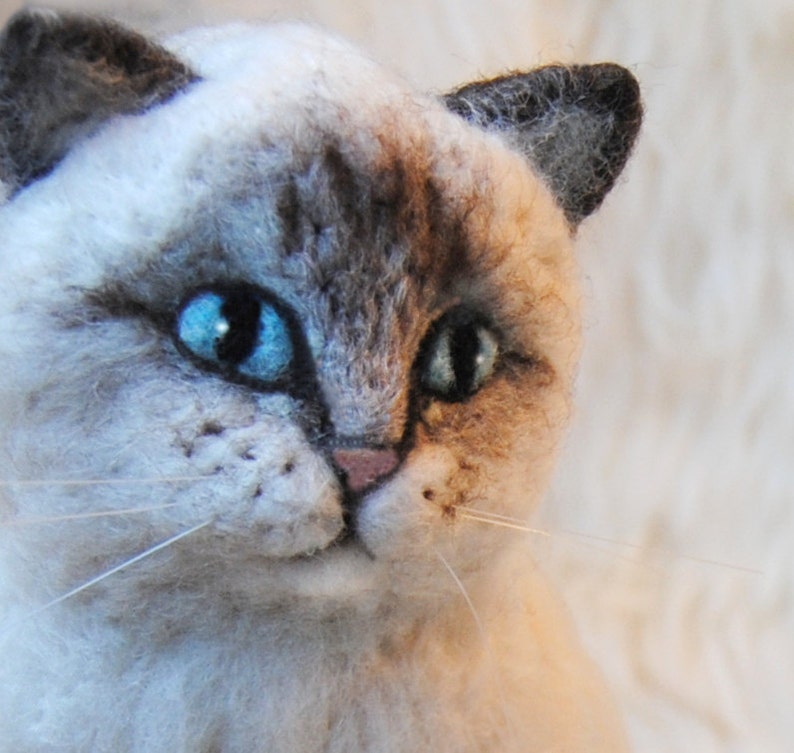 Needle Felted Siamese Cat Custom Made Cat Portrait Lilac | Etsy
