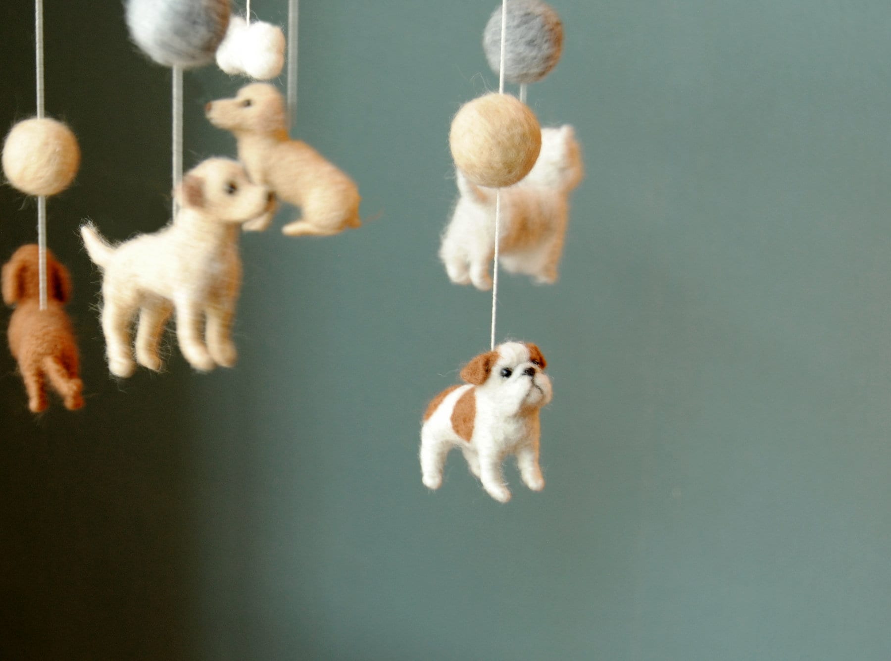 Baby Mobile With 5 Felt Animals and Felt Balls Needle Felted | Etsy