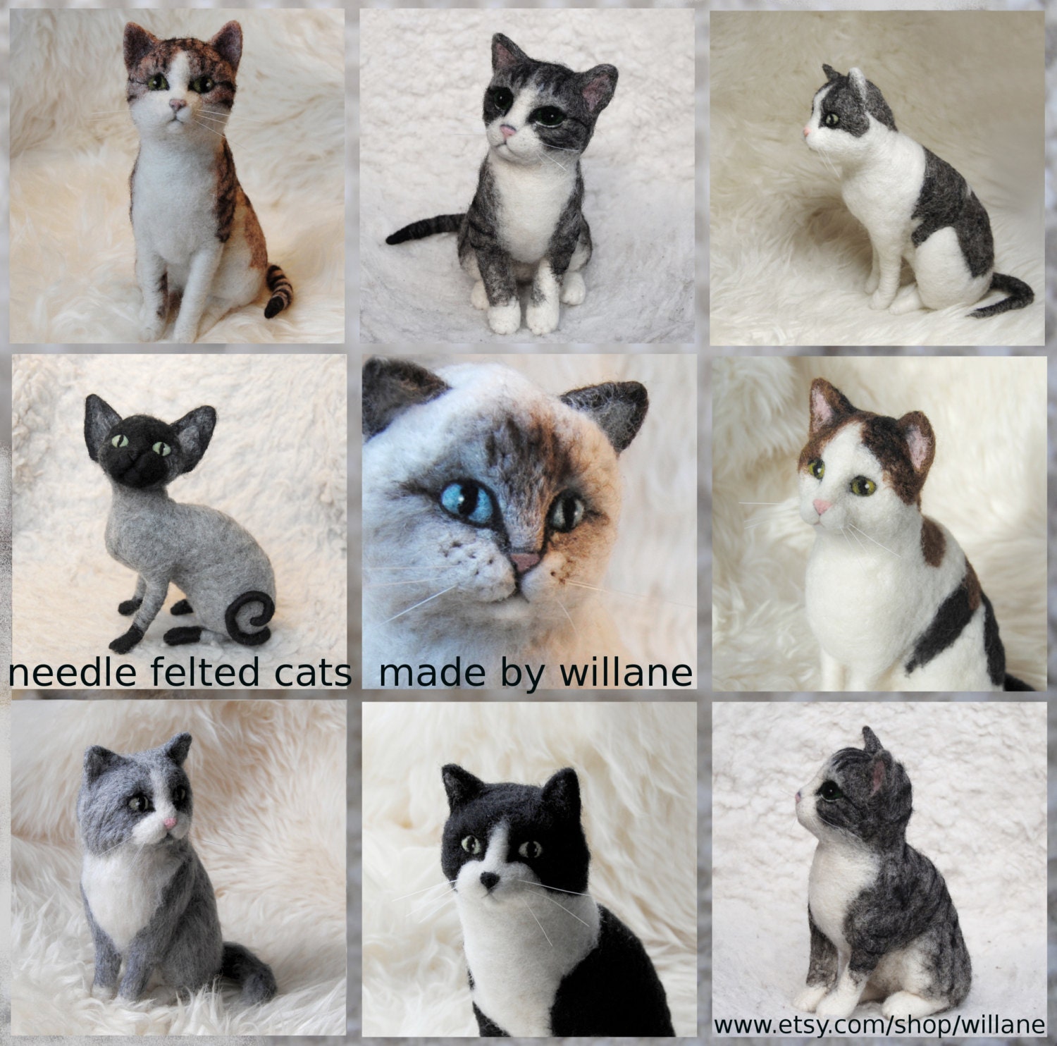 Custom Made Cat Needle Felted Cat Portrait Long Haired | Etsy