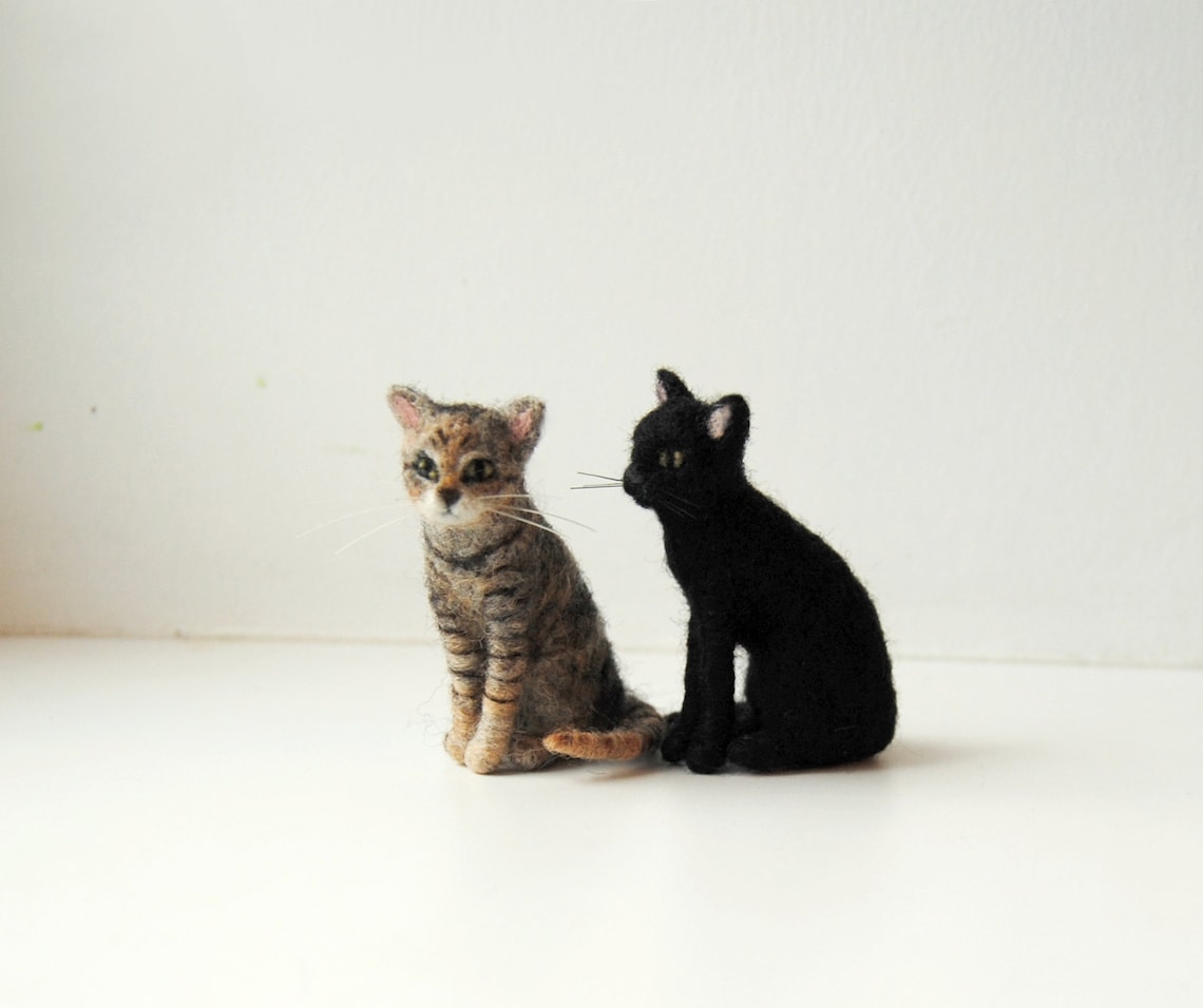 Custom Needle Felted Cat SMALL SIZE Custom Made Pet | Etsy