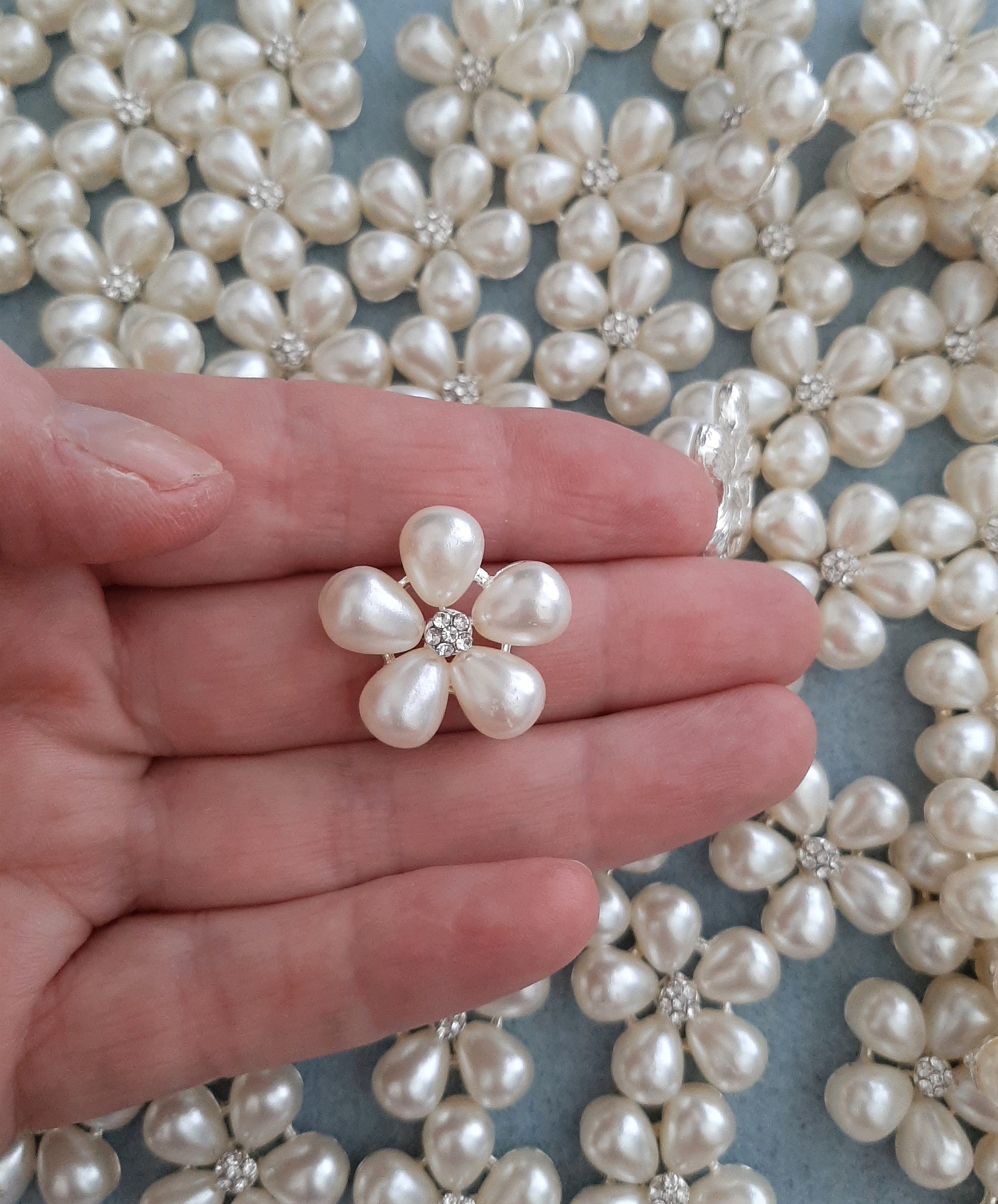 Pretty Faux Pearl & Crystal Flatback Embellishments 23mm (FLL-123) - Etsy