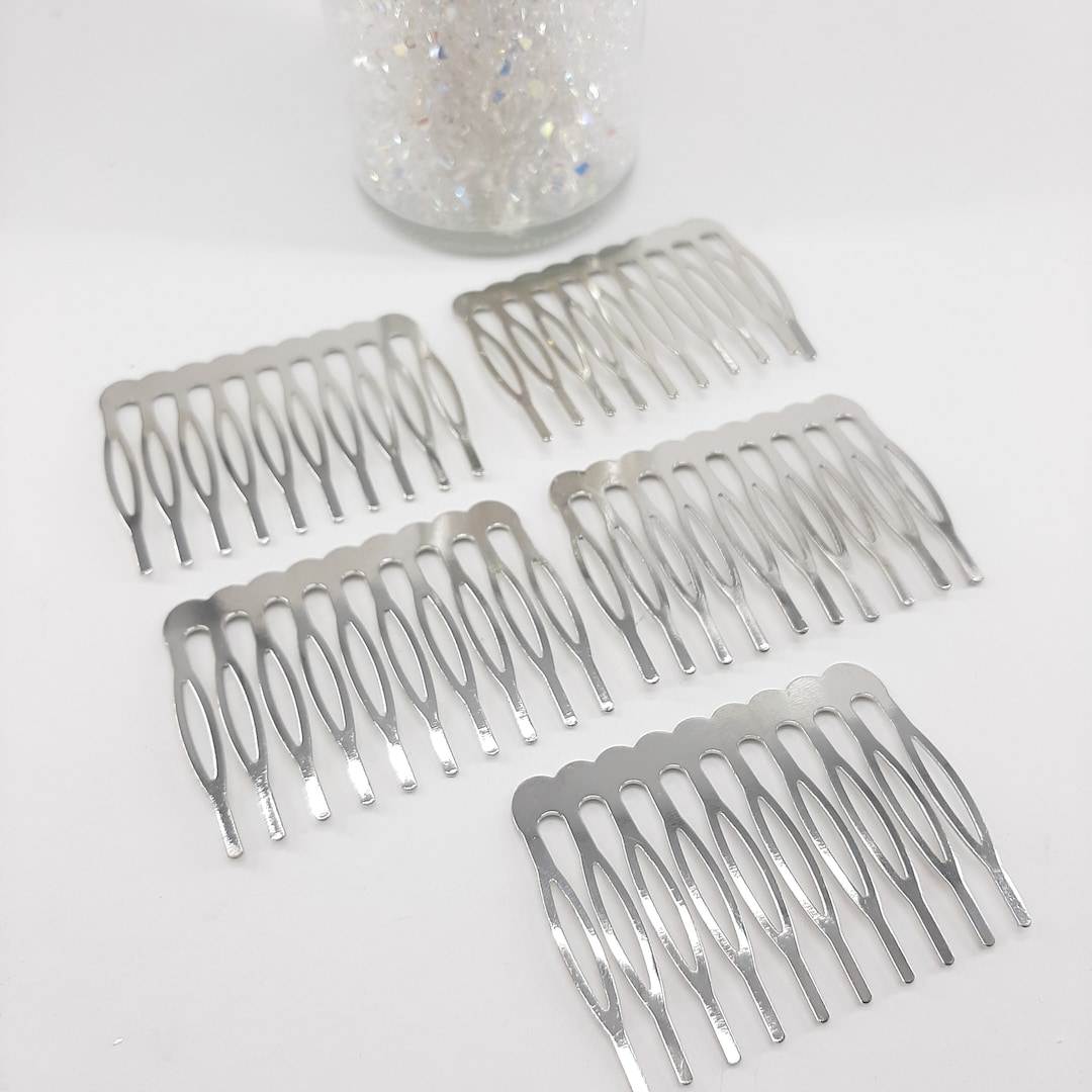 Pack of 5 Silver Tone Blank Hair Comb for Tiara Making & Millinery 5 ...