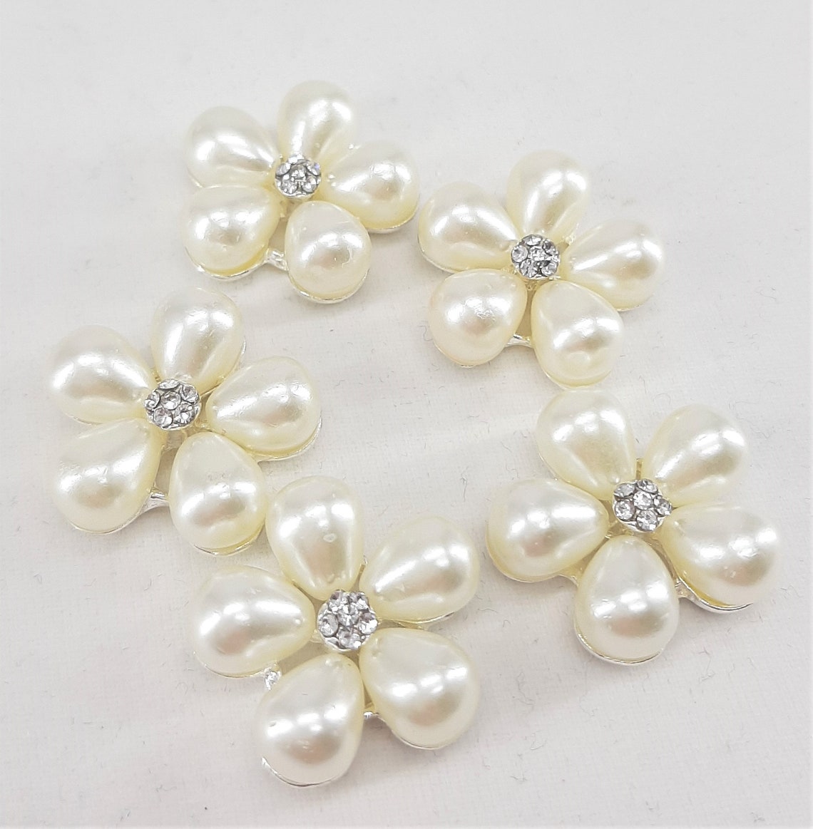 Pretty Faux Pearl & Crystal Flatback Embellishments 23mm (FLL-123) - Etsy