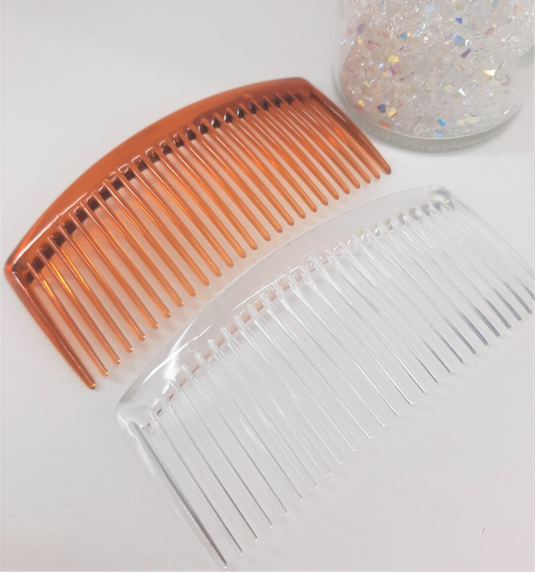 Clear or Brown Large Plastic Transparent Hair Combs for Fascinators ...