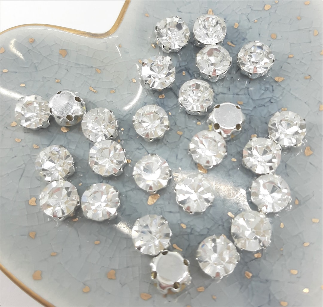 Quality Clear Crystal Rhinestones 6mm or 8mm in a Sew on Mount (RHS-101 ...