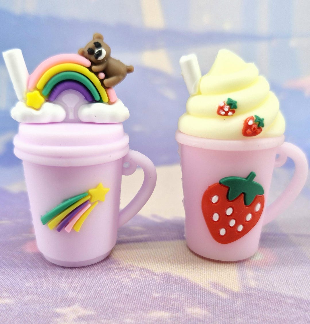 1PC Large Kawaii Milkshake Smoothie Rubber Pendant for Keychains and ...