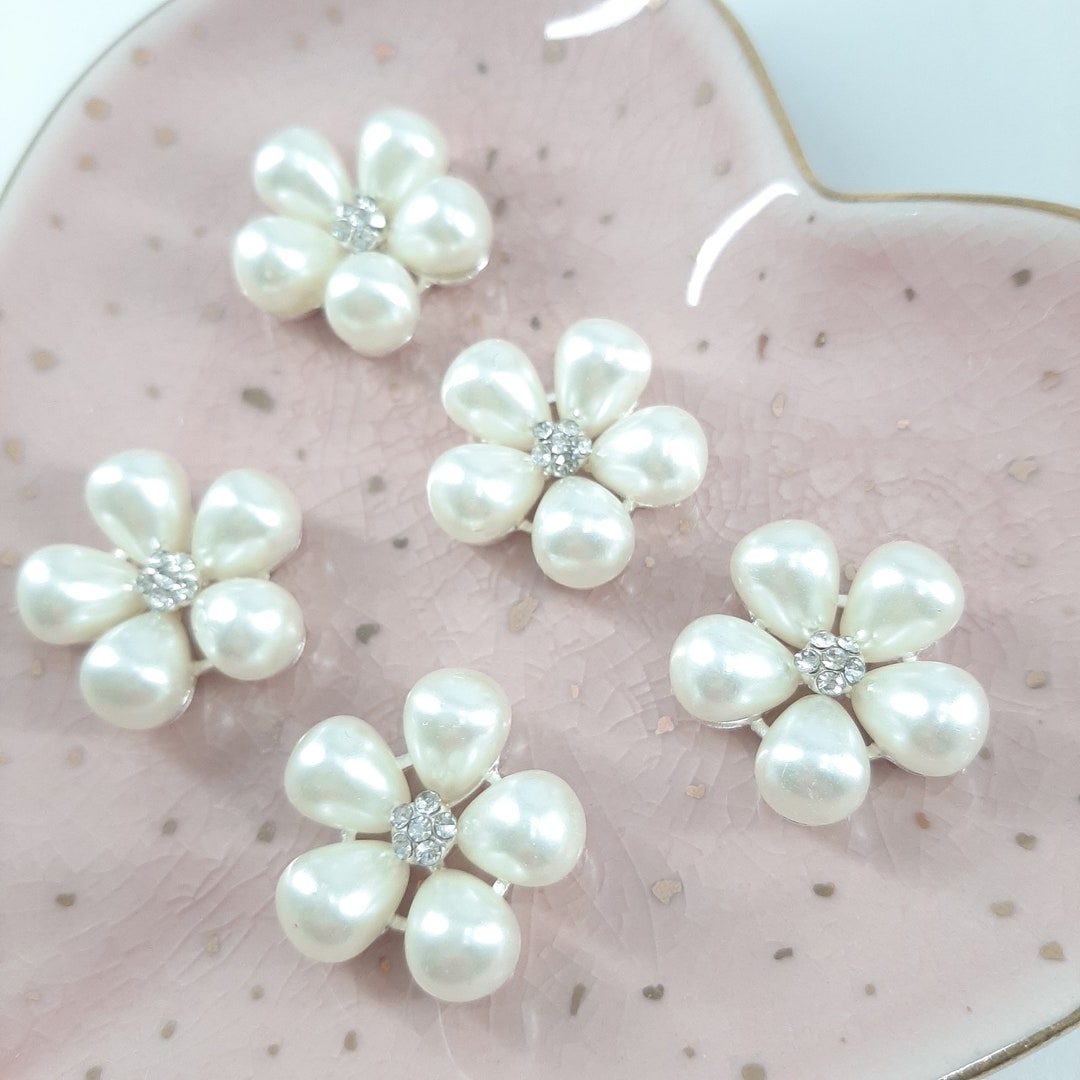 Pretty Faux Pearl & Crystal Flatback Embellishments 23mm (FLL-123) - Etsy