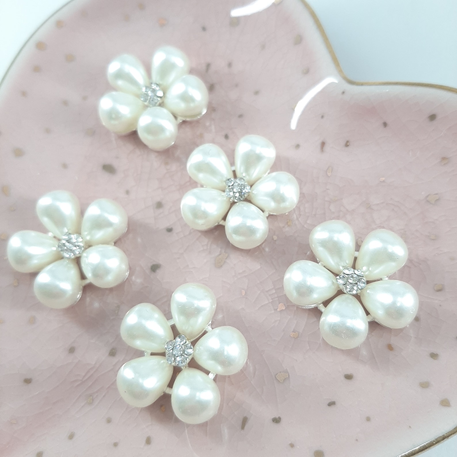 Pretty Faux Pearl & Crystal Flatback Embellishments 23mm (FLL-123) - Etsy