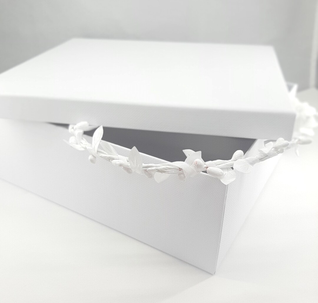 Tiara Box White Textured Rectangle Box Lift of Lid - Etsy