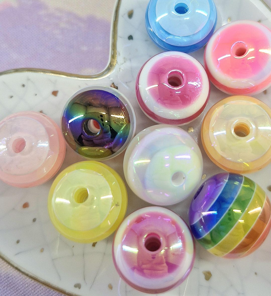 10pcs Paint Splash Splatter Gumball Bead Mix, With Centre Hole (BDS-136 ...