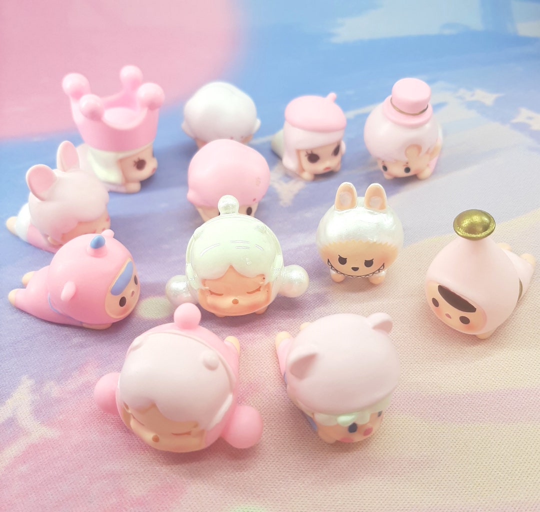 Set of 5 Cute Little Kawaii Pink 3D Figures, Dimoo, Skull Panda Etc for ...