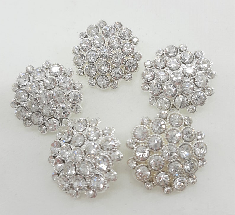 Pk 5 Round large crystal rhinestone diamante button with shank | Etsy