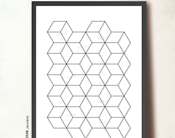 Cubes Poster Printable. GEOMETRIC Art Print. Abstract | Etsy