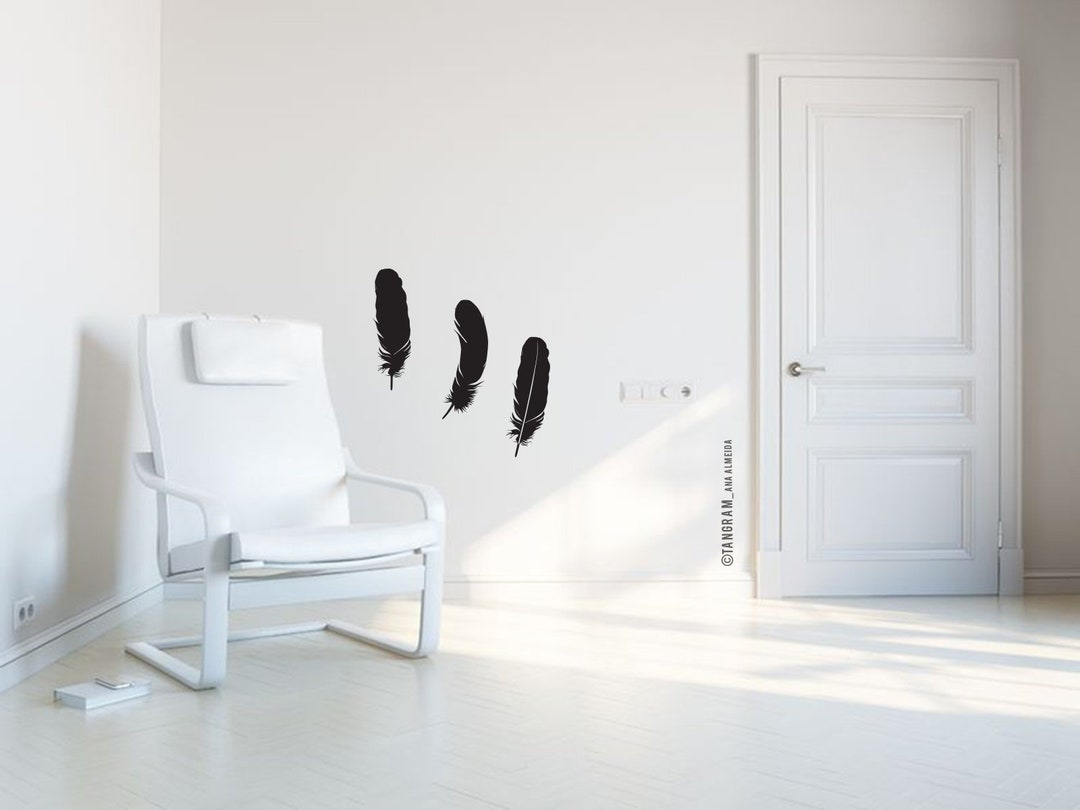 Black Feathers Vinyl Decals. Feathers Trio Wall Art Stickers. 3 ...
