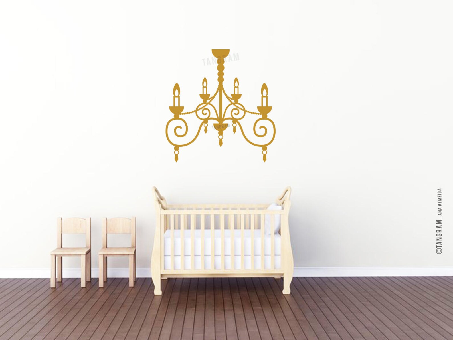 Gold Chandelier Vinyl Sticker, Golden Chandelier Vinyl Decal ...