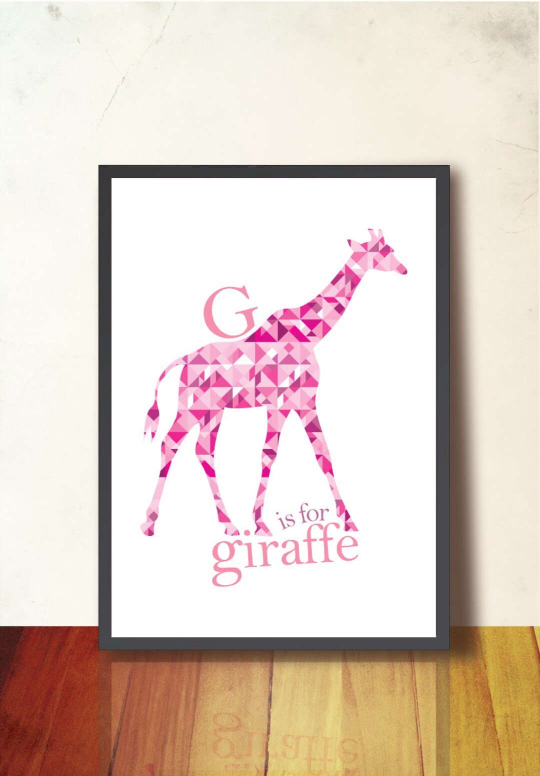 Pink Giraffe Poster. Animal Alphabet Print, Geometric Art. Baby Nursery ...
