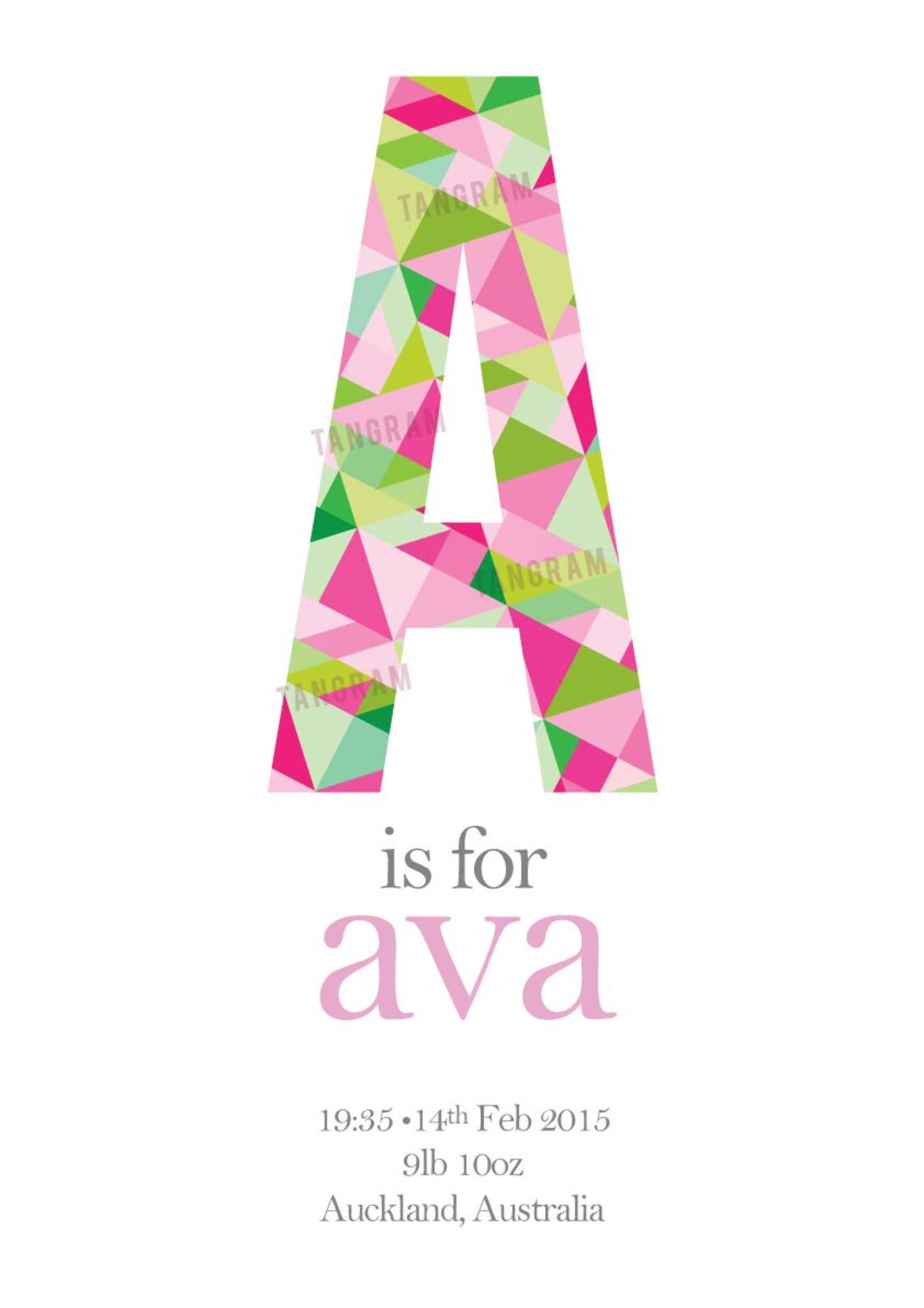 Monogram Art. Geometric Monogram Print. Children Personalized Poster ...