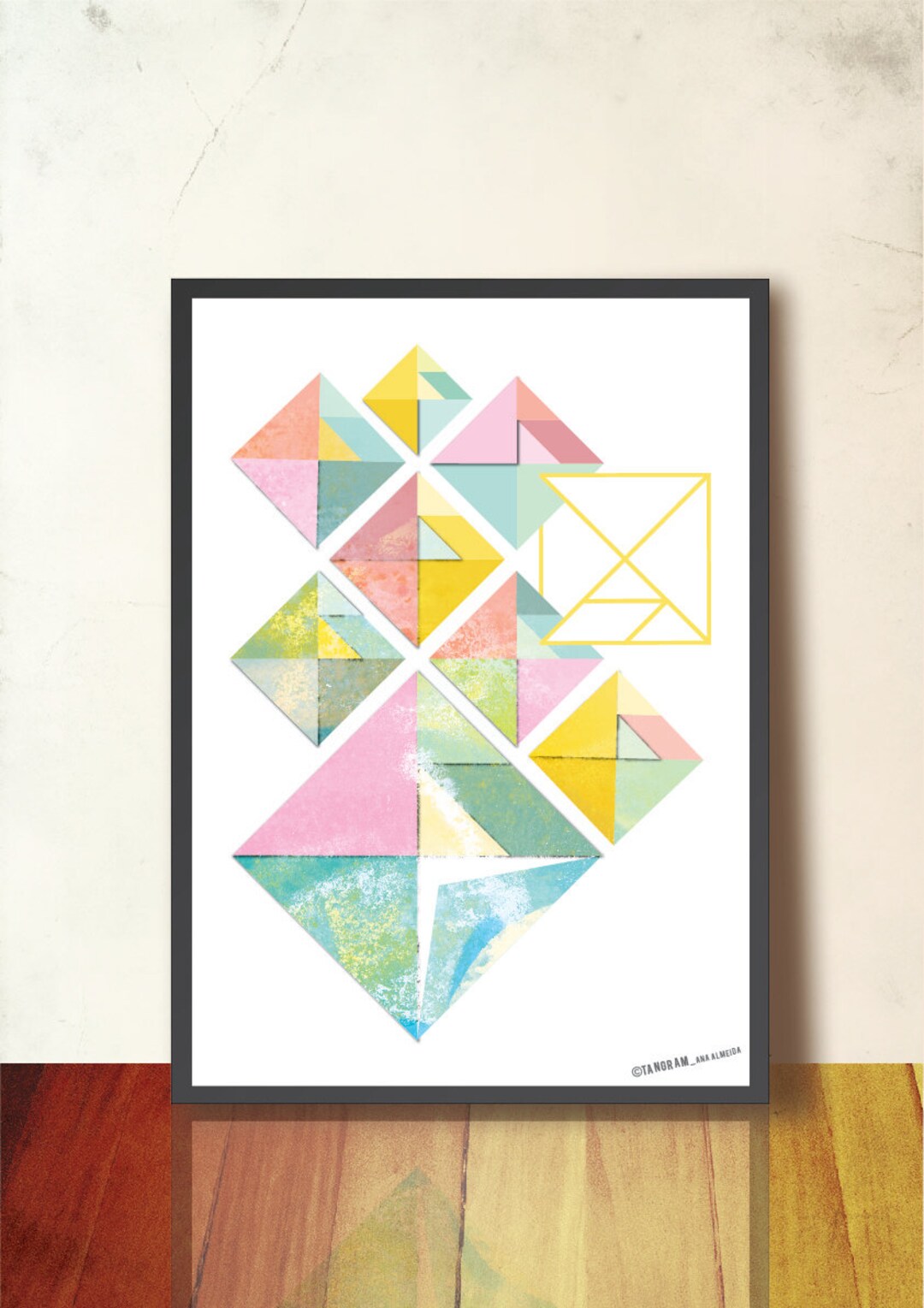 Geometric Art Print. Pastel Colors Abstract Geometric Poster. Abstract ...