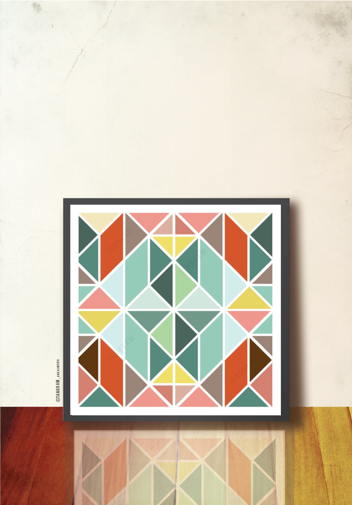 Mini Scandinavian Square Poster. Small Geometric Art Print 4 X 4in ...