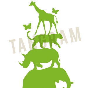 Animal Pyramid Silhouette Vinyl Decal. Baby Nursery Animals Stickers ...