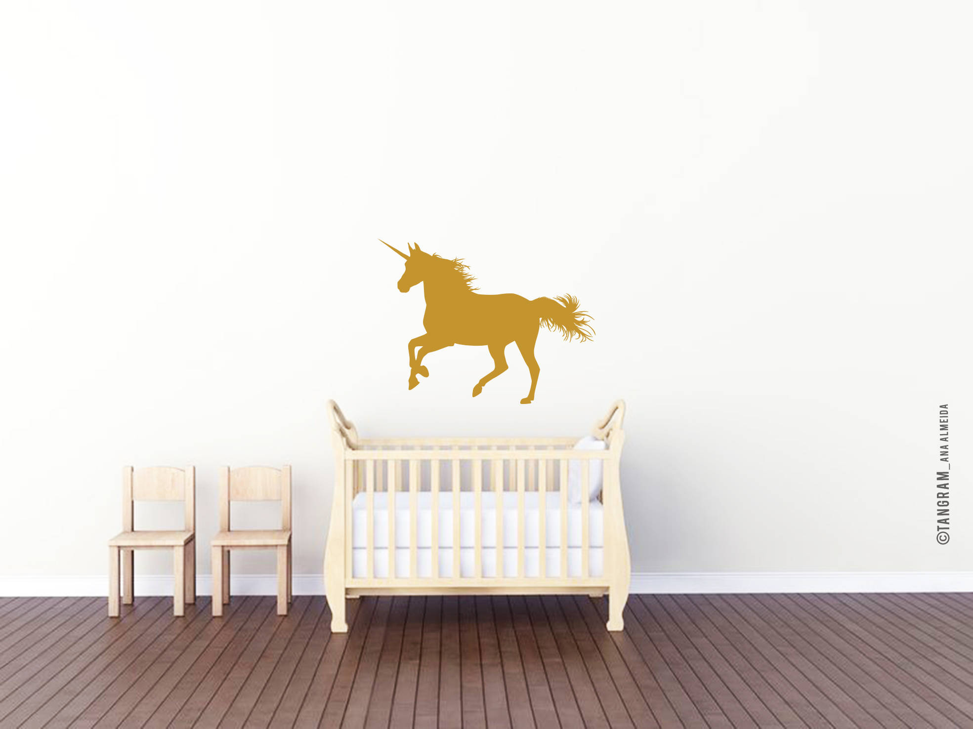 Gold Unicorn Vinyl Sticker, Golden Unicorn VINYL Decal. Unicorn Wall ...