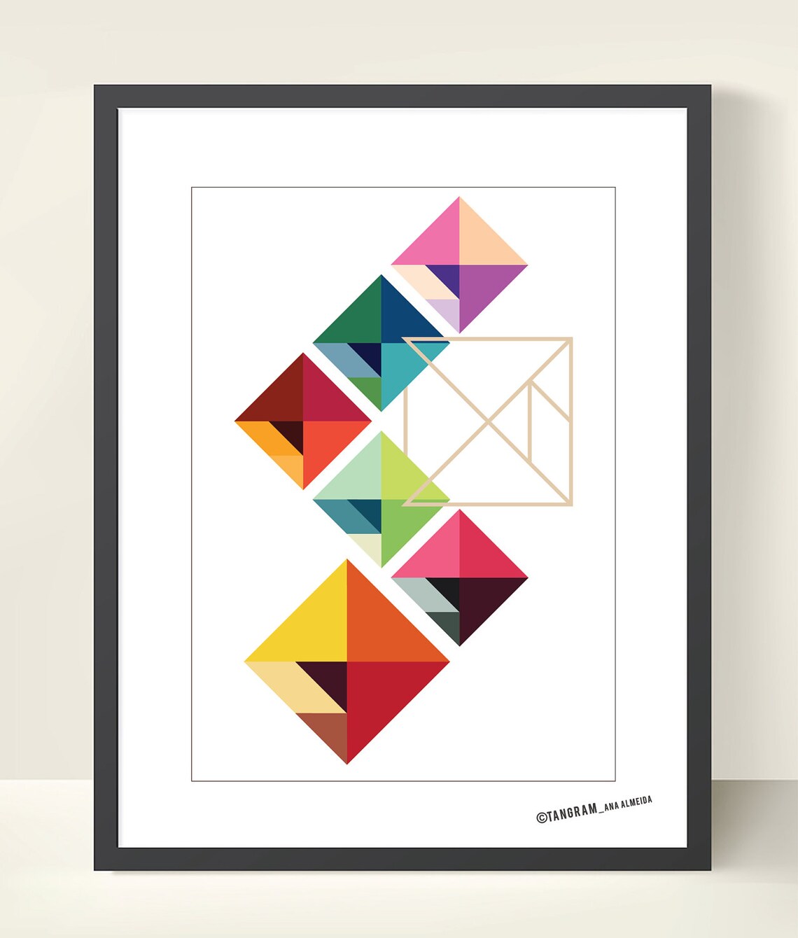 Geometric Print. modular Tangram Art Poster. Mid - Etsy UK