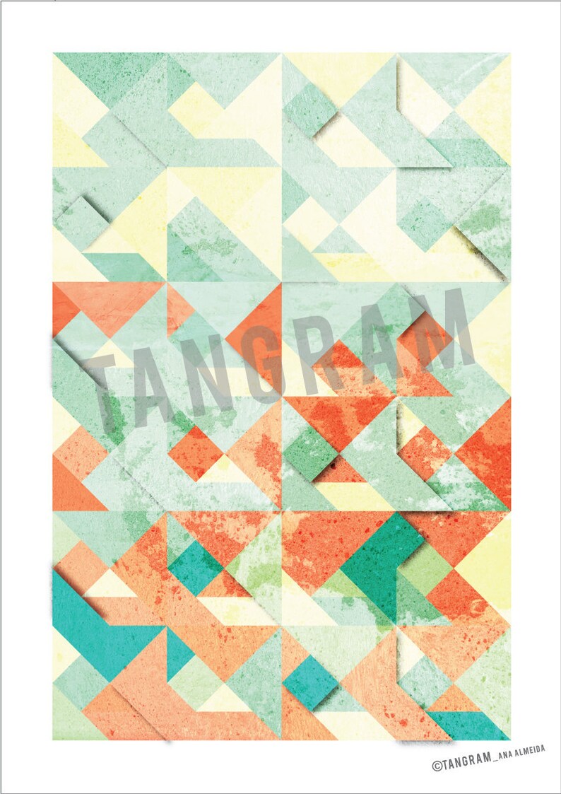 Spring Tangram, Geometric Print, Abstract Poster Print. Geometric Wall ...