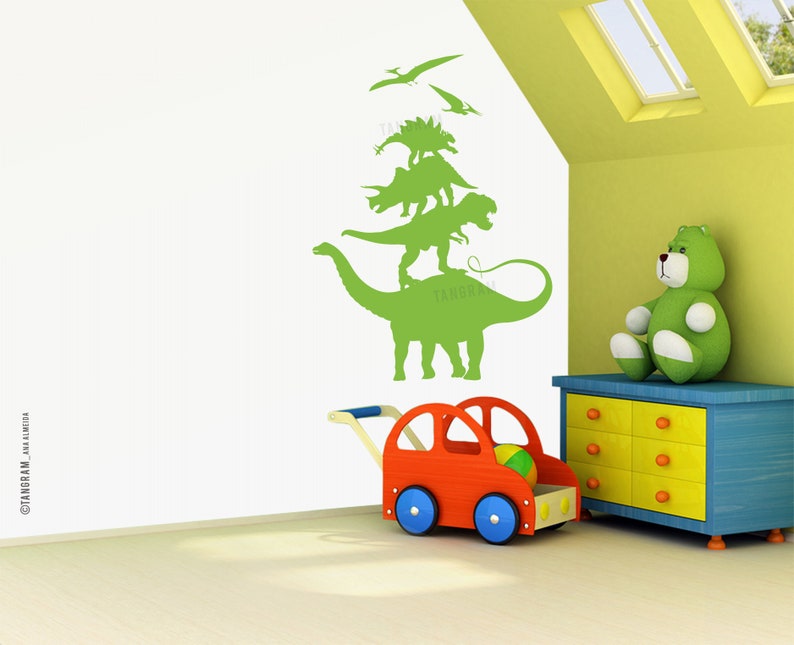 Dinosaurs Wall Decal. Stack of Dinosaurs Wall Sticker for Children's ...