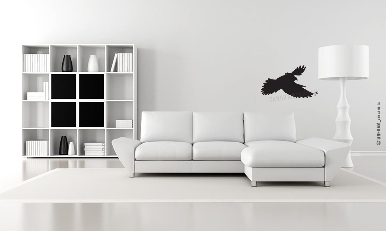 Flying Hawk VINYL DECAL. Black Hawk Vinyl Sticker for Lounge or Office ...