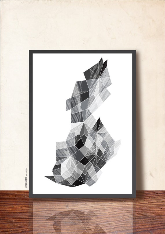Geometric print. Black and white poster for home or office | Etsy