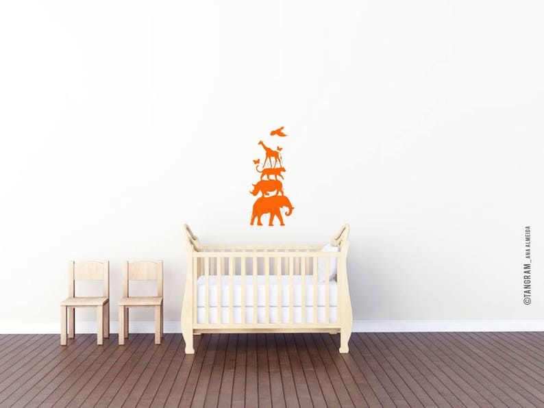 Animal Pyramid Silhouette Vinyl Decal. Kids Room Animals Stickers, Wall ...