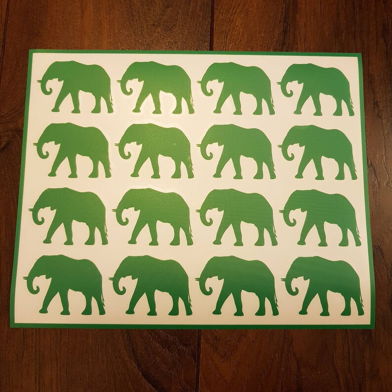 Small Elephant Vinyl Decals. Elephant Wall Decals. 16 Green Vinyl ...