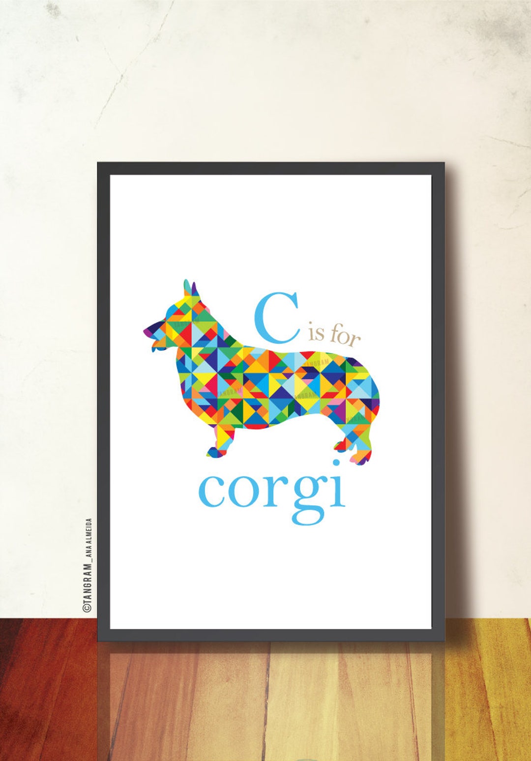 Corgi Poster Print. Geometric Art Print. Welsh Corgi Portrait. Pet ...