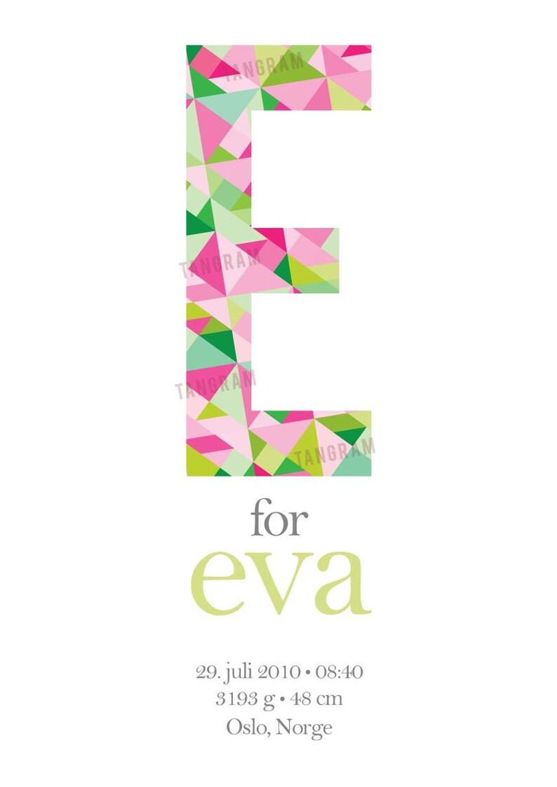 Monogram Art. Geometric Monogram Print. Children Personalized Poster ...
