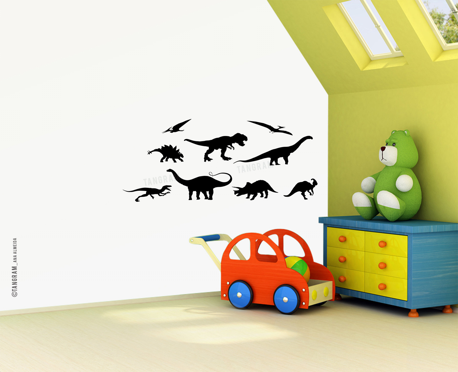 Dinosaurs VINYL DECAL. Dinosaurs Wall Art for Children's Room. Dinosaur ...